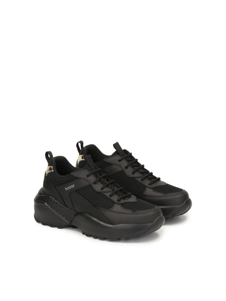 Damen-Turnschuhe aus Leder mit dicker Sohle AVERY