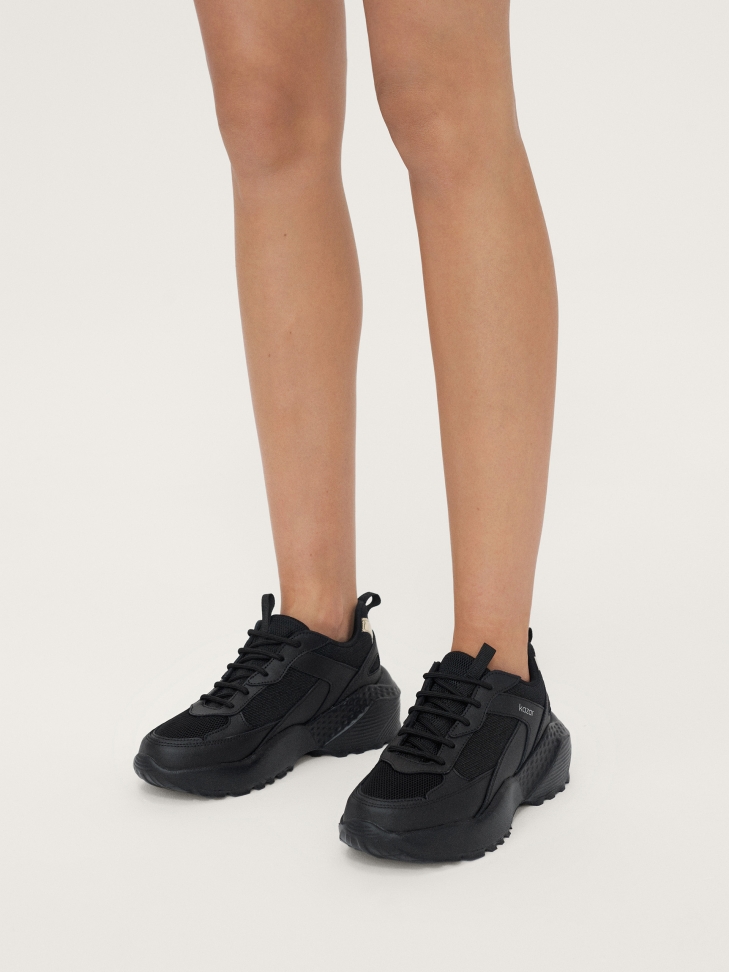 Damen-Turnschuhe aus Leder mit dicker Sohle AVERY